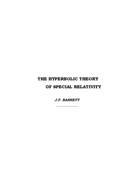 The Hyperbolic Theory Of Special Relativity Pdf Special Relativity Spacetime