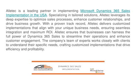Ppt Microsoft Dynamics 365 Sales Implementations Partners Solutions In The Usa Powerpoint