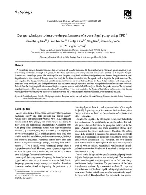 Pdf Design Techniques To Improve The Performance Of A Centrifugal Pump Using Cfd