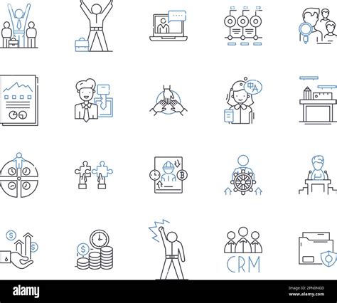Employee Progress Outline Icons Collection Employee Progress