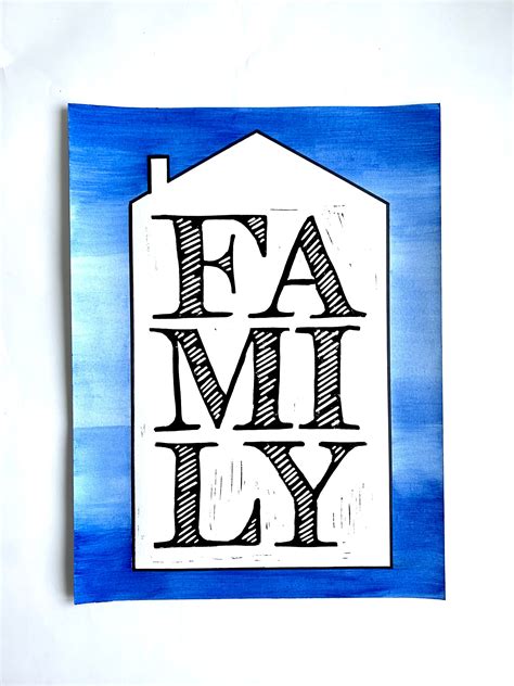 Cartel Familia Azul Personalizable 30 X 40 Cm Pinturas Etsy España