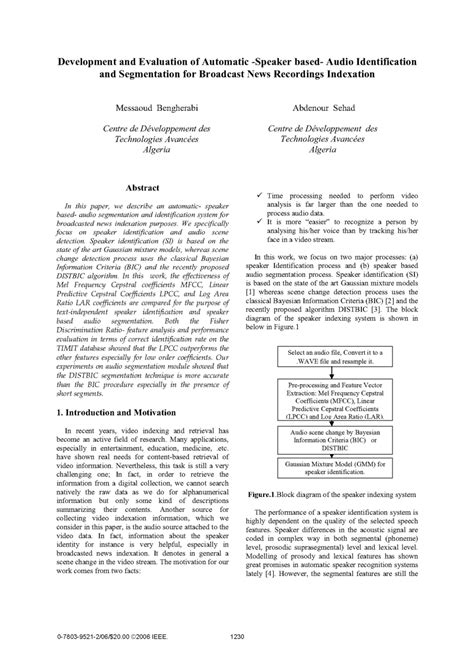 pdf development and evaluation of automatic speaker based audio