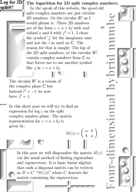 The Logarithm Of All 2D Circular Numbers The Split Complex Numbers