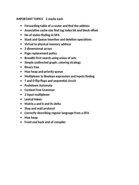 Important Topics 2 Marks Each Pdf
