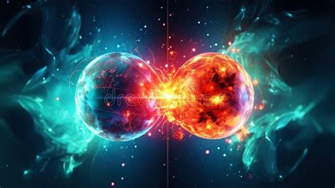 Subatomic Proton Particle Collision Nuclear Fusion Concept Stock