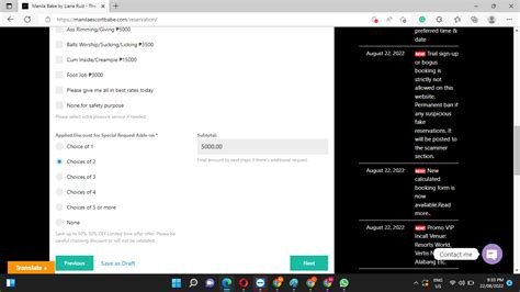 Calculated Booking Form Guidelines