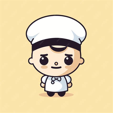 귀여운 귀여운 요리사 Chibi 마스코트 벡터 만화 스타일 프리미엄 벡터