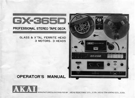 Akai Gx 365d Tape Deck Owners Instruction Manual Tekrevolt