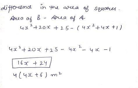 Solved Please Make Answer Bold The Side Length Of Square A Is 2x 1 Course Hero