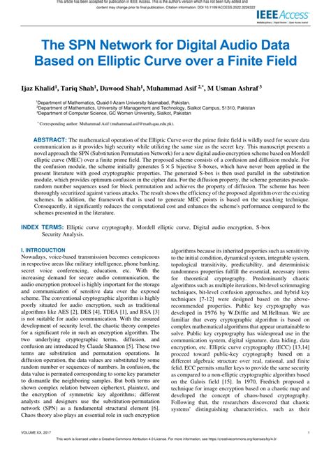 pdf the spn network for digital audio data based on elliptic curve