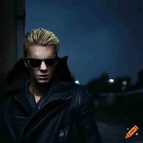 Portrait Of Albert Wesker Sunglass Leather Coat Pulled Back Hair
