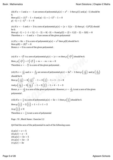 Ncert Solutions Class 9 Maths Chapter 2 Polynomials