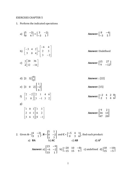 EXERCISES CHAPTER 5 Perform The Indicated Operations Answer