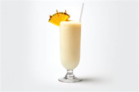 Cóctel De Piña Colada Sobre Un Fondo Blanco Aislado Bebida Alcohólica