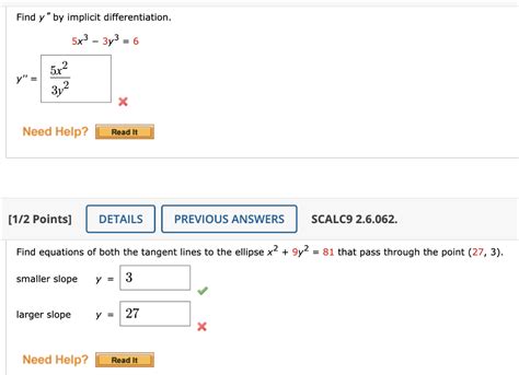 Solved Find Y′′ By Implicit Differentiation 5x3−3y36 Y′′