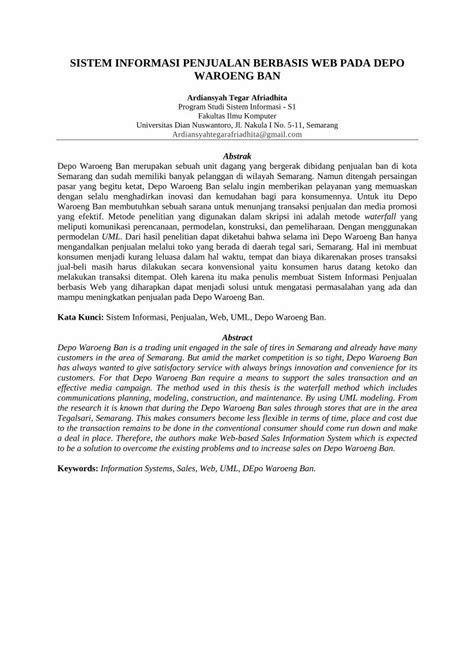 Pdf Sistem Informasi Penjualan Berbasis Web …eprints Dinus Ac Id 13338 1 Jurnal 13924