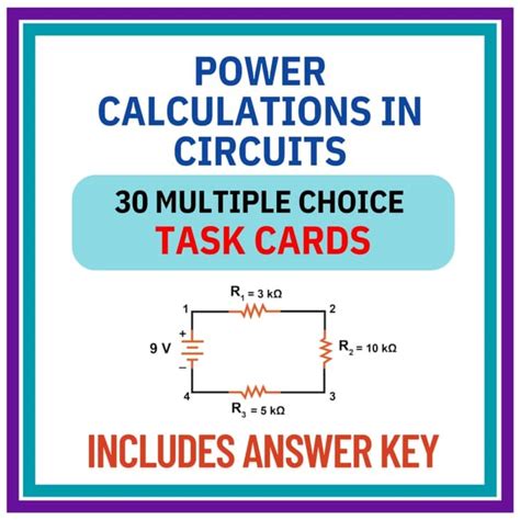 Power Calculations In Circuits Physics 30 Task Cards Grade 9 12