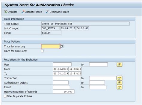 Function Of System Trace For Authorization Checks Sap Community