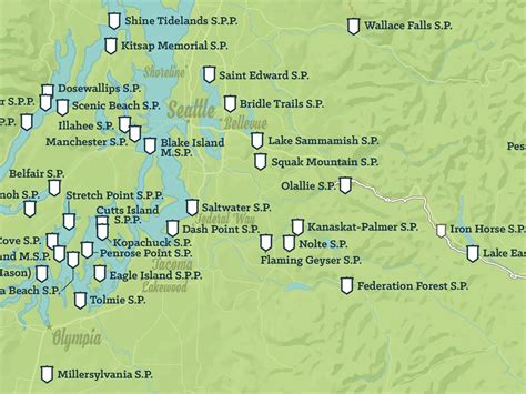 Washington State Parks Map 18x24 Poster Etsy