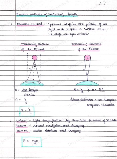 Units And Measurements Class 11 Handwritten Notes Shop Handwritten