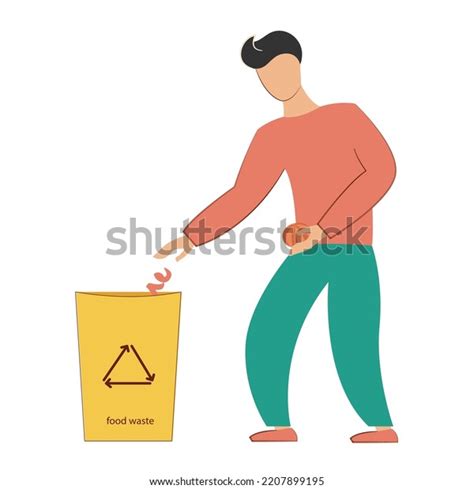 Man Throws Garbage Into Container Concept Stock Vector Royalty Free Shutterstock