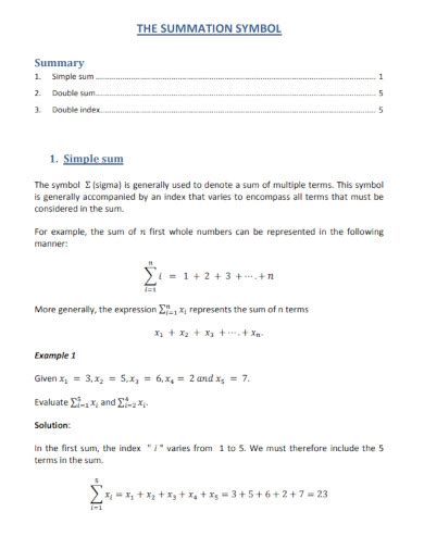 Summation 99 Examples Format How To Solve Pdf