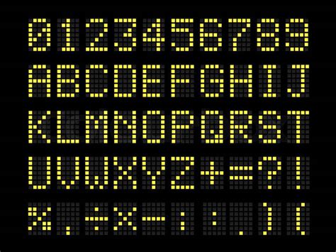 Flipdots Scoreboard Font Led Dot Display Alphabet Stock Vector Colourbox