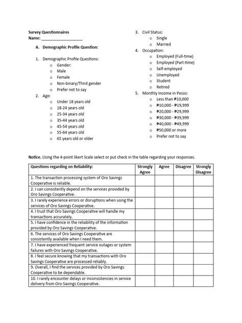 Survey Questionnaires Servqual Customer Satisfaction Pdf Banks