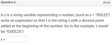 Solved Question 6 10 Pts Is S Is A String Variable