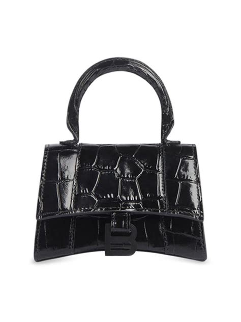 Shop Balenciaga Hourglass Mini Handbag Crocodile Embossed Saks Fifth