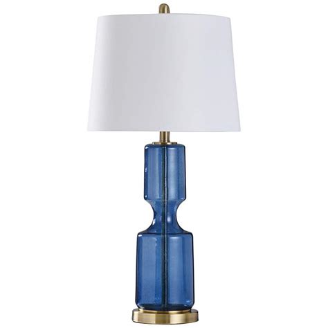 Patten Navy Seeded Glass And Antique Brass Metal Table Lamp 94c78 Lamps Plus