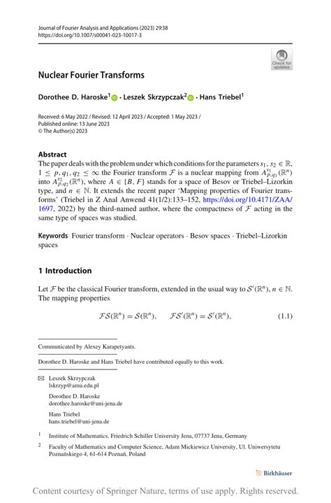 Pdf Nuclear Fourier Transforms
