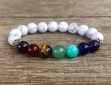 7 Chakra Bracelet Howlite Chakra Bracelet Balancing Energy Etsy