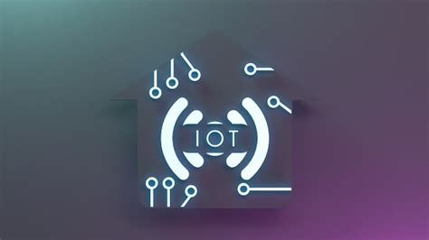 Simbol Logo Benda Internet Neon Konsep Iot Ilustrasi Render 3d Foto