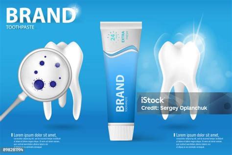 미 백 치약 광고입니다 파란색 배경 민트 치약 치약에서에서 그리고 보호 카 리에 스의 향기와 함께 과정을 지우기에 현실적인 깨끗 하 고 더러운 치아 건강 한 치아의 개념