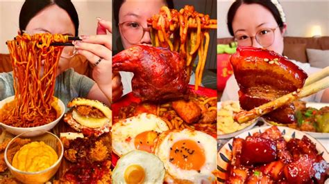 Asmr Spicy Fire Noodles And Fried Chicken Curry Noodles Egg Spicy