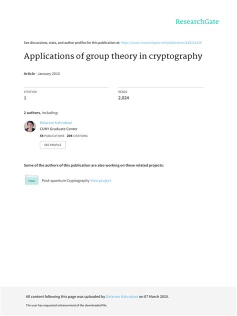 Applications Of Group Theory In Cryptography Pdf Cryptography