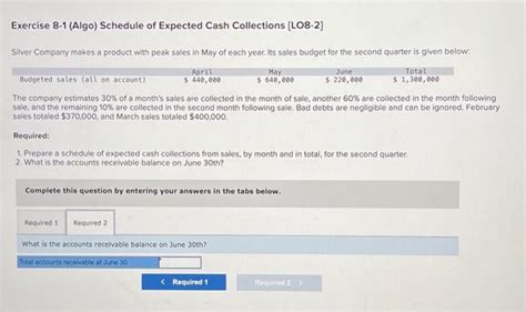 solved exercise 8 1 algo schedule of expected cash