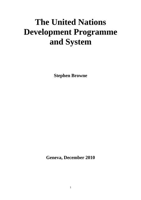 Pdf The United Nations Development Programme And System