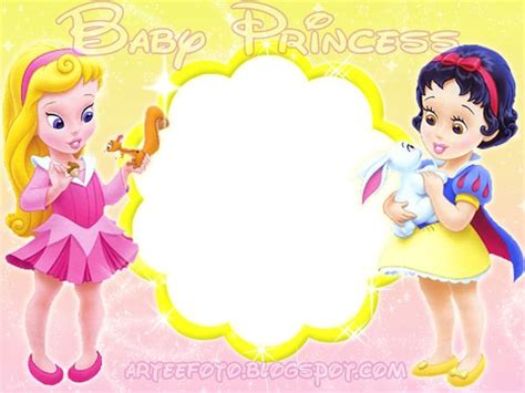 Princesas Disney Bebés Invitaciones O Marcos De Fotos Para Imprimir