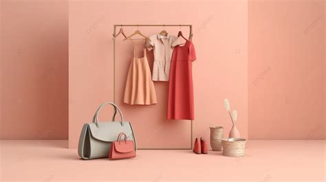 부드러운 파스텔 배경의 3d 렌더에 쇼핑백과 선물이 달린 옷걸이에 매달려 있는 세련된 복장 옷 가게 옷가게 패션 매장 배경 일러스트 및 사진 무료 다운로드 Pngtree