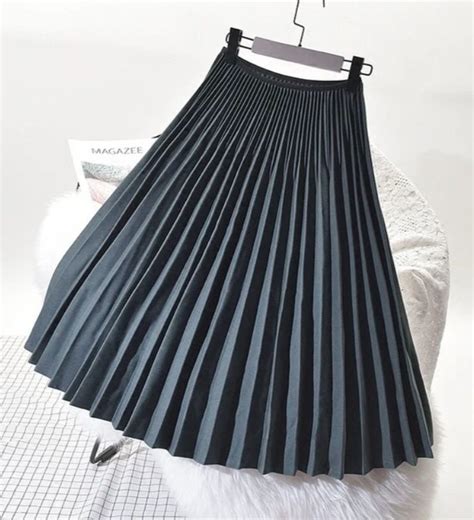 Office Skirt Style Elegant Pleated Skirt High Waist White Long Skirt
