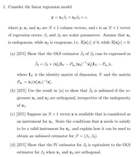 Solved Consider The Linear Regression Model Chegg Com