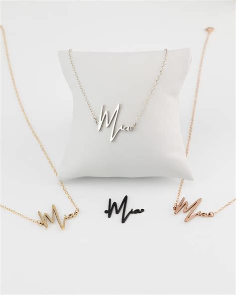 Name Necklace Rose Gold Personalized Cursive Word Jewelry Etsy