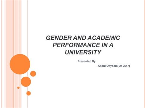 Gender And Performance In A University PPTX Undergraduate Education College Education