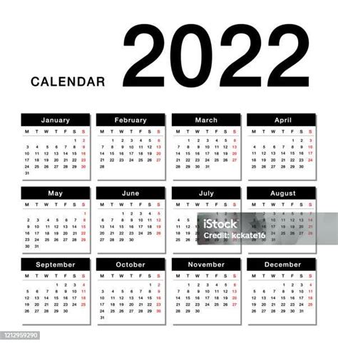 년 2022 달력 수평 벡터 디자인 템플릿 간단하고 깨끗한 디자인 조직 및 비즈니스에 대한 흰색 배경에 2022 달력 주 시작