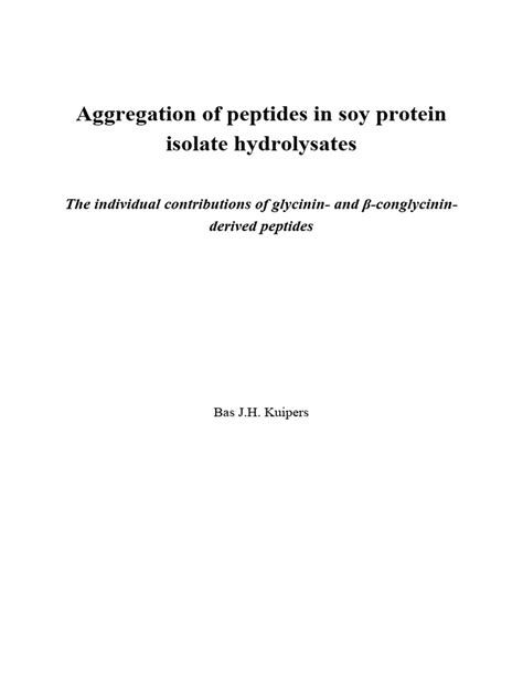 Aggregation Of Peptides In Soy Protein Isolate Hy Wageningen University And Research 121884