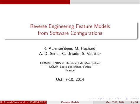 Reverse Engineering Feature Models From Software Conﬁgurations Ppt Free Download
