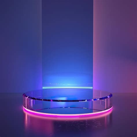 Futuristic Neonlit Stage With Vibrant Blue And Pink Lighting For
