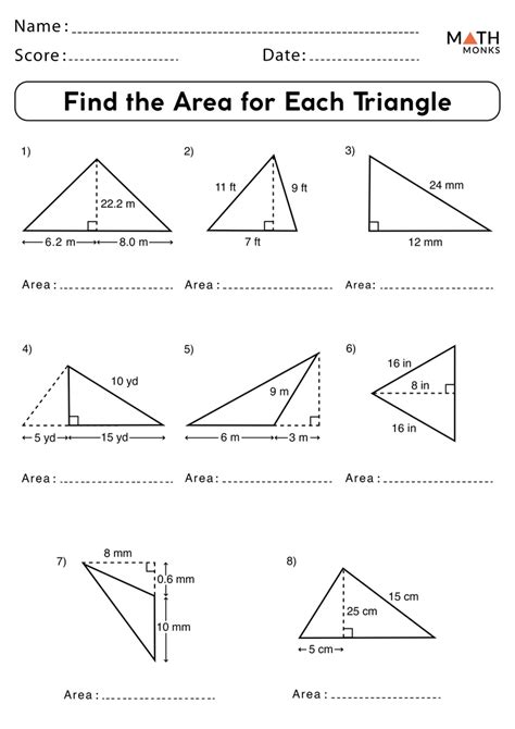 Finding Area Of Triangles Worksheet Printable And Enjoyable Learning